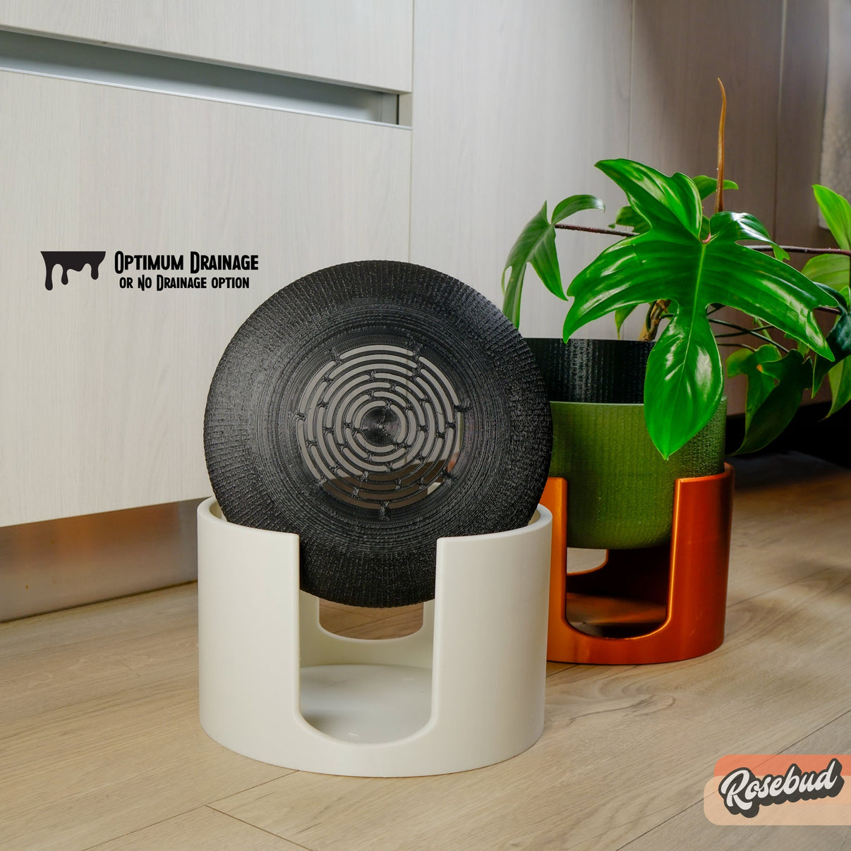 Modern Elevated Planter and Plant Stand Set - 2-Piece Plant Pot with D ...